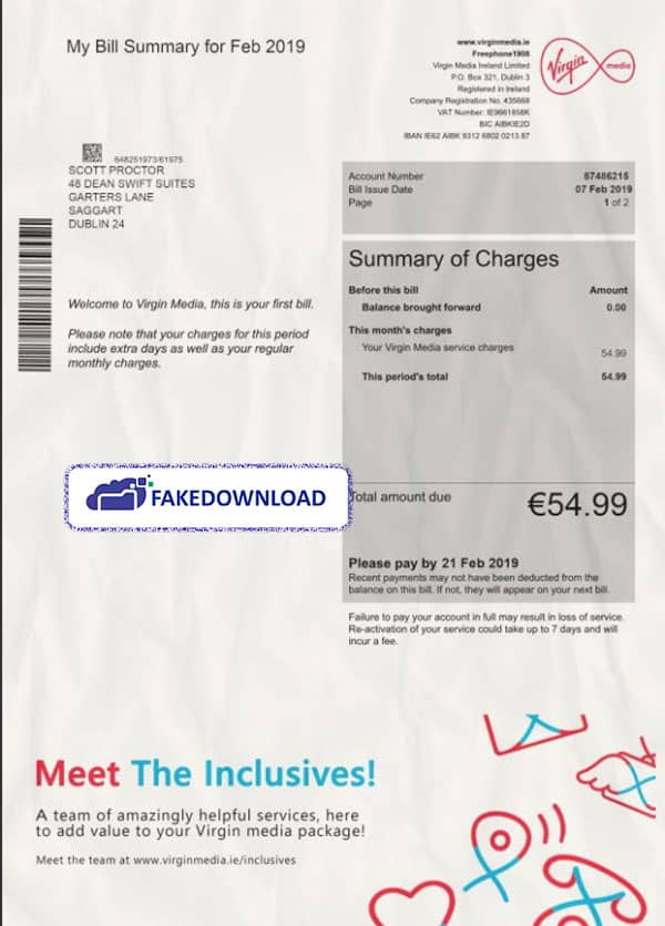 Ireland Proof Address Fake Template | download fake | Fakesample