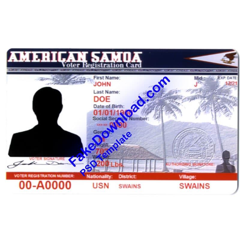 Samoa National ID Card Fake Template | download fake | Fakesample