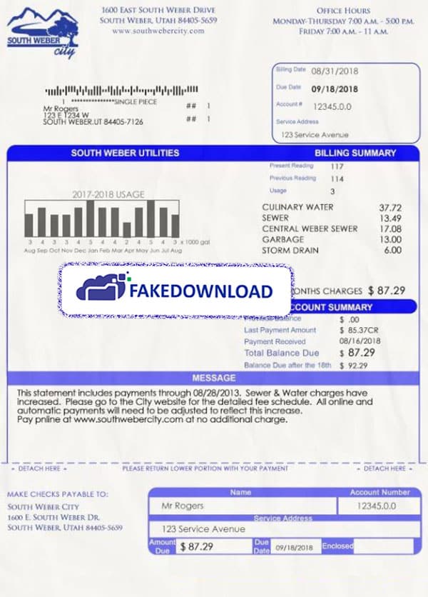 Utah Proof Address Fake Template | download fake | Fakesample