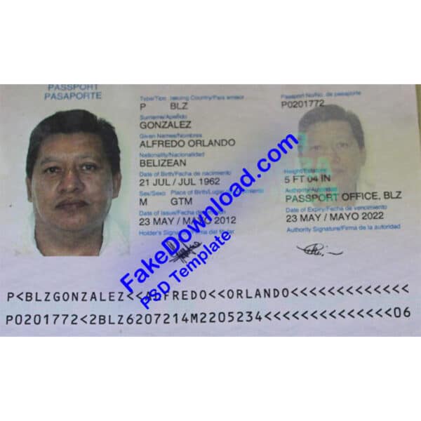 Belize Passport Fake Template | download fake | Fakesample