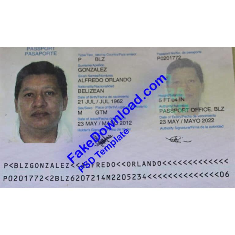 Belize Passport Fake Template | download fake | Fakesample