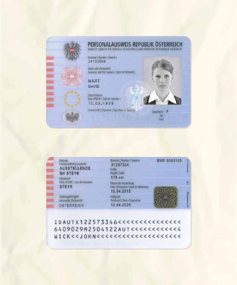 Austria National ID Card Fake Template | download fake | Fakesample