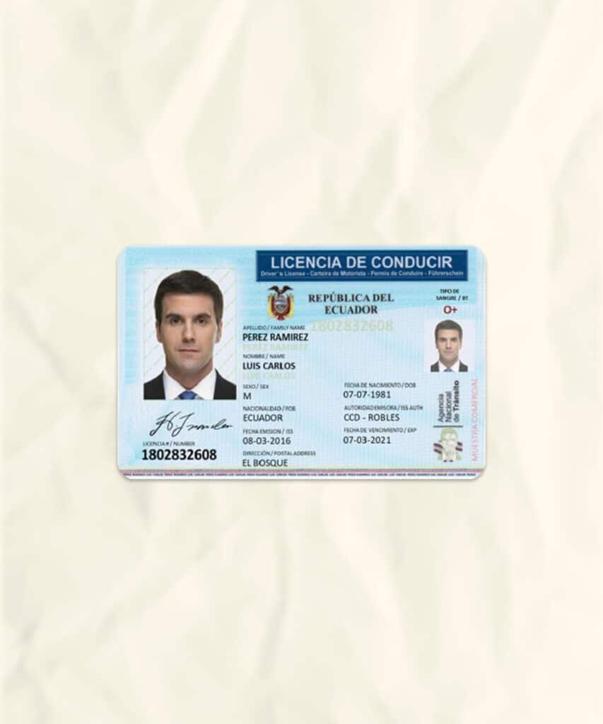 Ecuador Driver Licence Fake Template | Editable PSD/AI Download