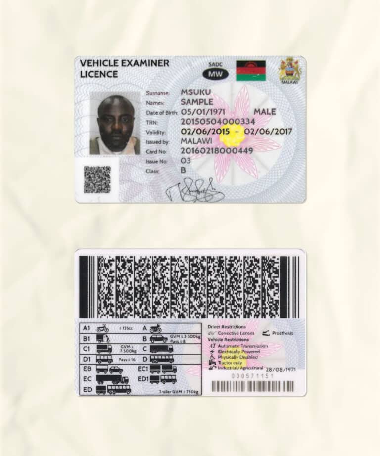 Malawi Driver Licence Fake Template | download fake | Fakesample
