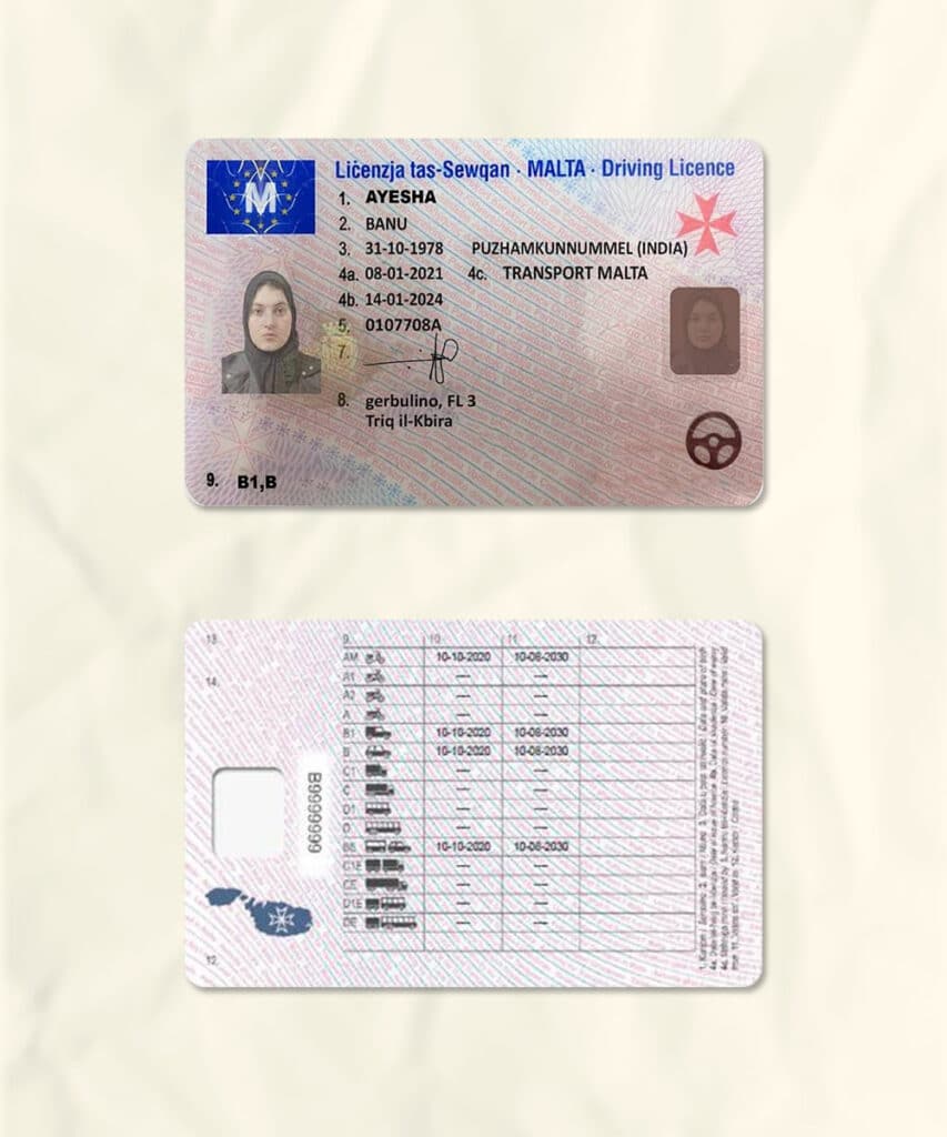Malta Driver Licence Fake Template | download fake | Fakesample