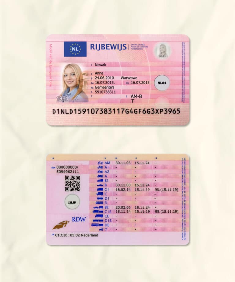 Netherlands Driver Licence Fake Template | download fake | Fakesample