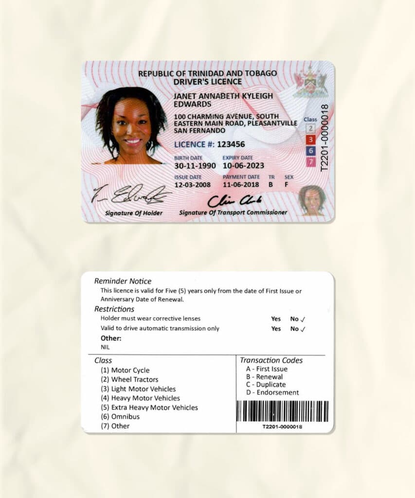 Tobago Driver Licence Fake Template | download fake | Fakesample